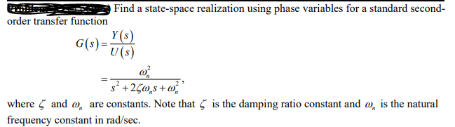Solved Find a state-space realization using phase variables | Chegg.com