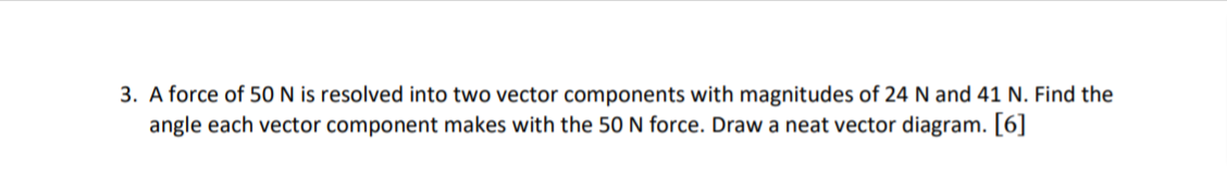 Solved 3. A force of 50 N is resolved into two vector | Chegg.com