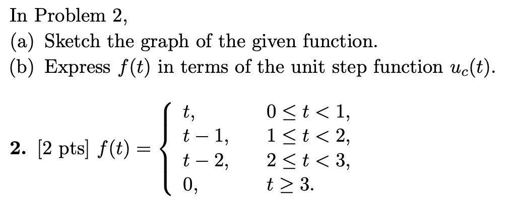 Solved In Problem 2, (a) Sketch the graph of the given | Chegg.com