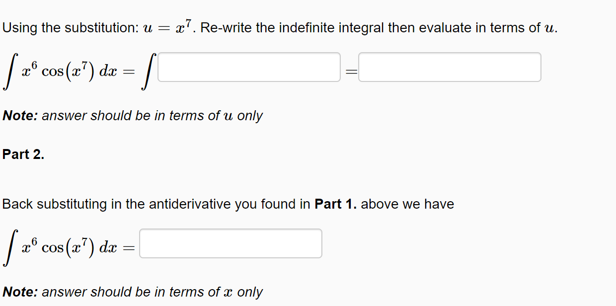 Solved Using the substitution: u = x?. Re-write the | Chegg.com