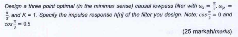 Solved = 0 and Design a three point optimal (in the minimax | Chegg.com