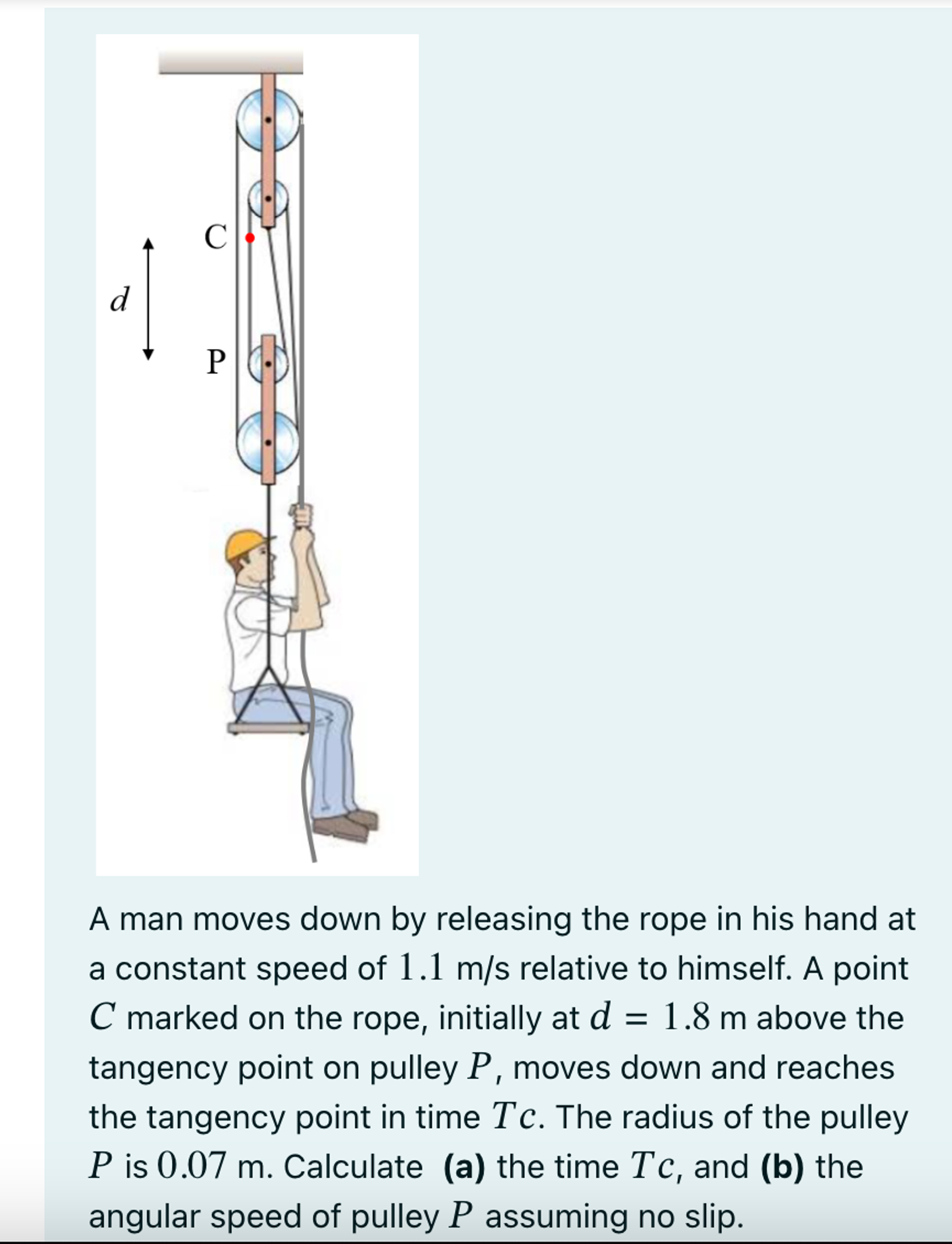 Solved A man moves down by releasing the rope in his hand | Chegg.com
