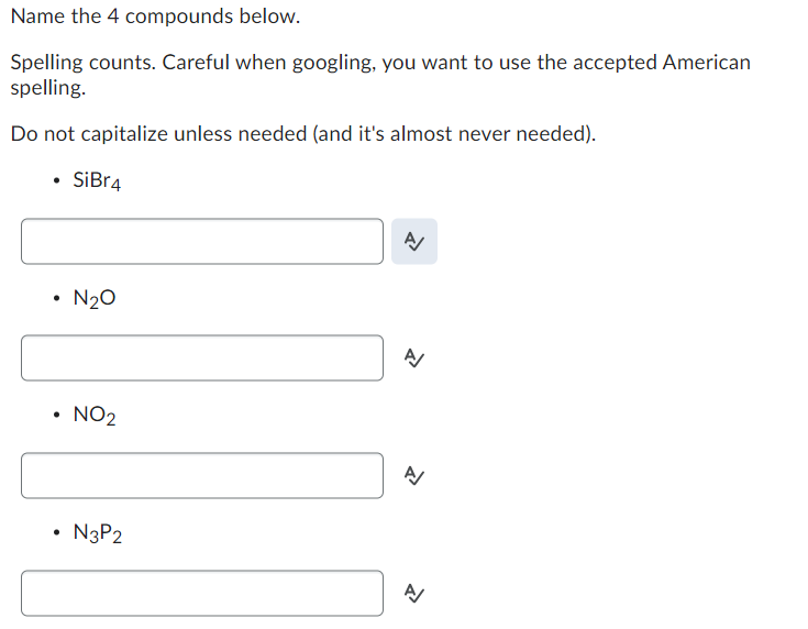Solved Name the 4 compounds below. Spelling counts. Careful | Chegg.com