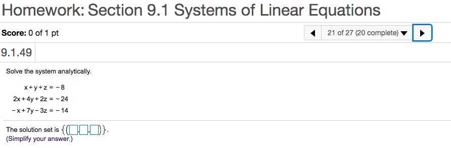 Solved Homework: Section 9.1 Systems of Linear Equations | Chegg.com