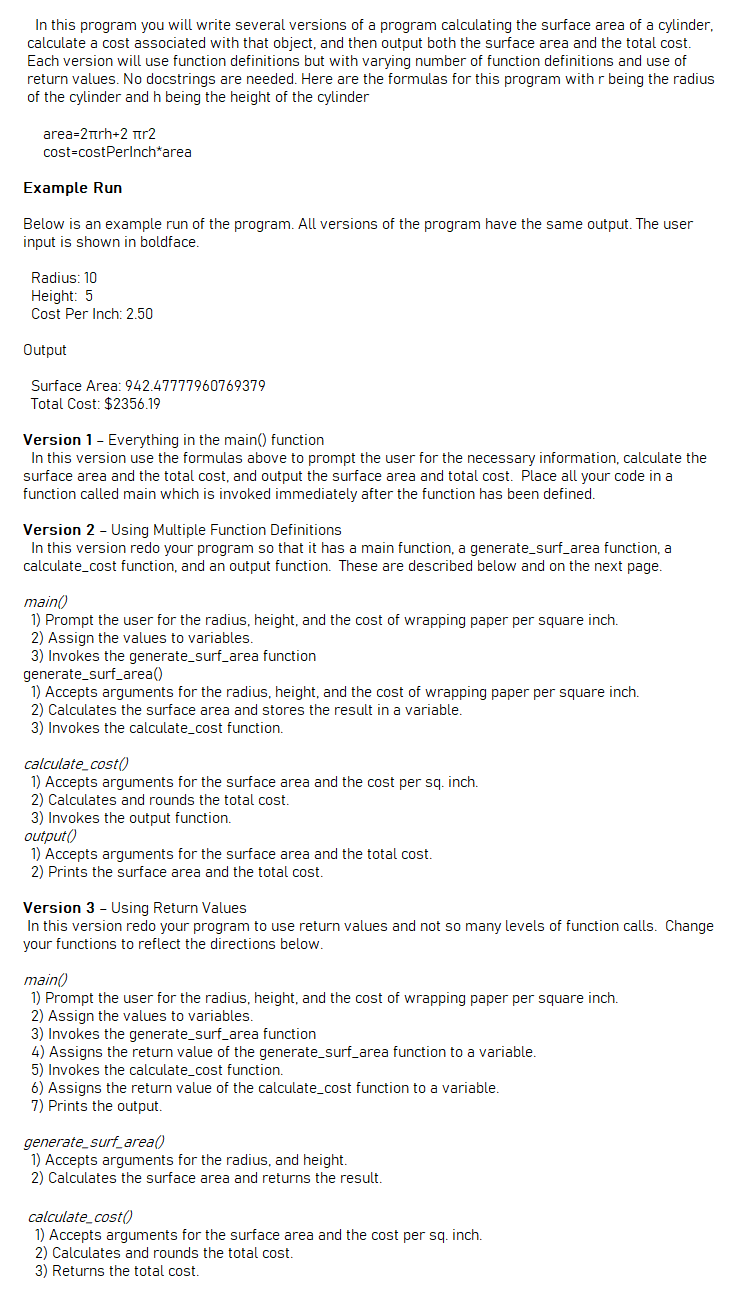 Solved In this program you will write several versions of a | Chegg.com