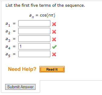 Solved List the first five terms of the sequence. | Chegg.com