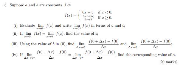 Solved 3. Suppose a and b are constants. Let | Chegg.com