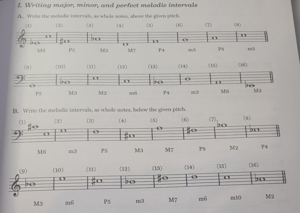 1. Writing major, minor, and perfect melodic | Chegg.com