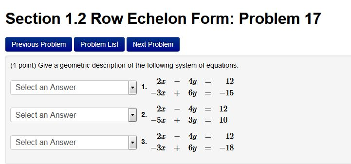 Solved Section 1.2 Row Echelon Form: Problem 17 Previous | Chegg.com