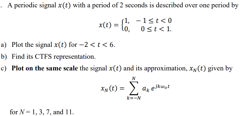 Solved A periodic signal x(t) with a period of 2 seconds is | Chegg.com
