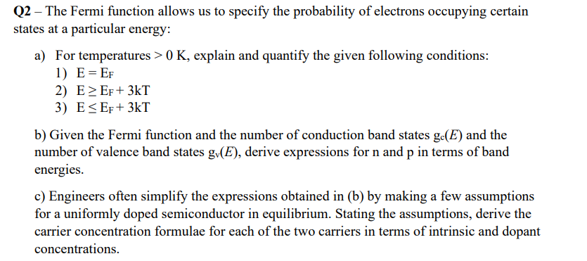 Solved The Fermi function allows us to specify the | Chegg.com