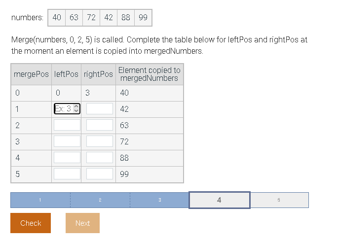 Solved Merge(numbers, 0, 2, 5) is called. Complete the table | Chegg.com