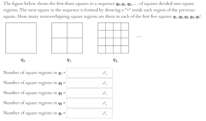 Solved The figure below shows the first three squares in a | Chegg.com