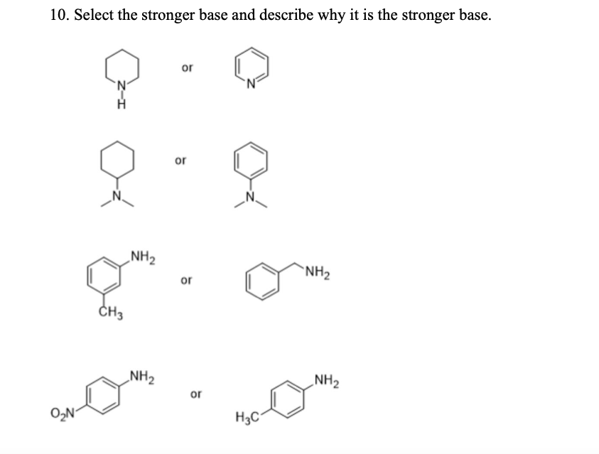 Solved Select the stronger base and describe why it is the | Chegg.com