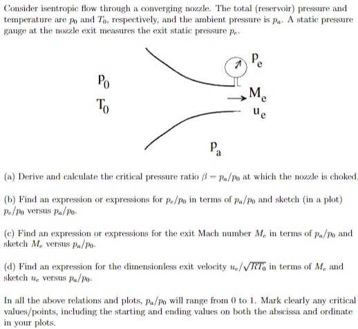 Solved Consider isentropic flow through a converging nozzle. | Chegg.com