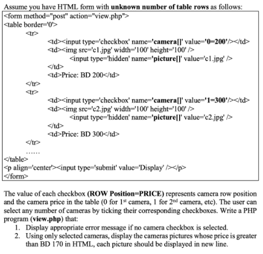Solved Assume you have HTML form with unknown number of | Chegg.com