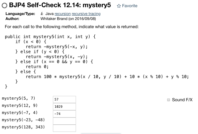 Solved O BJP4 Self-Check 12.14: mystery5 Favorite | Chegg.com