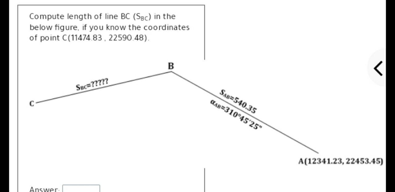 Solved Compute length of line BC (SBC) in the below figure, | Chegg.com