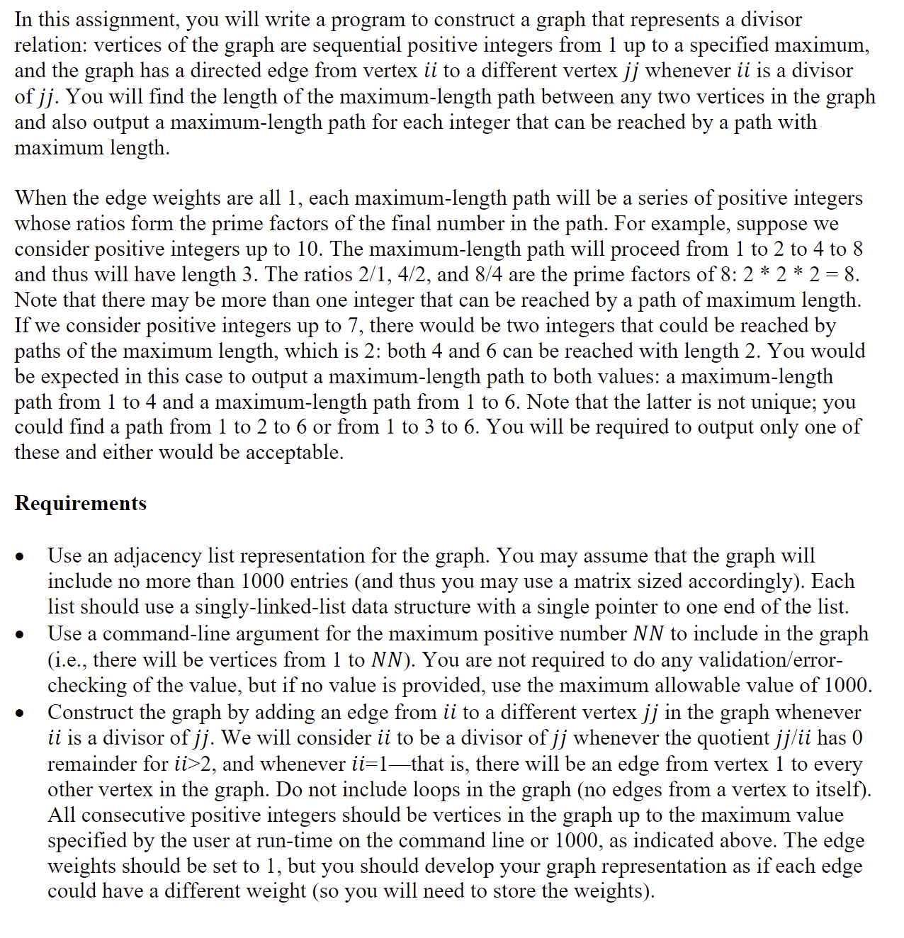 Solved In this assignment, you will write a program to | Chegg.com