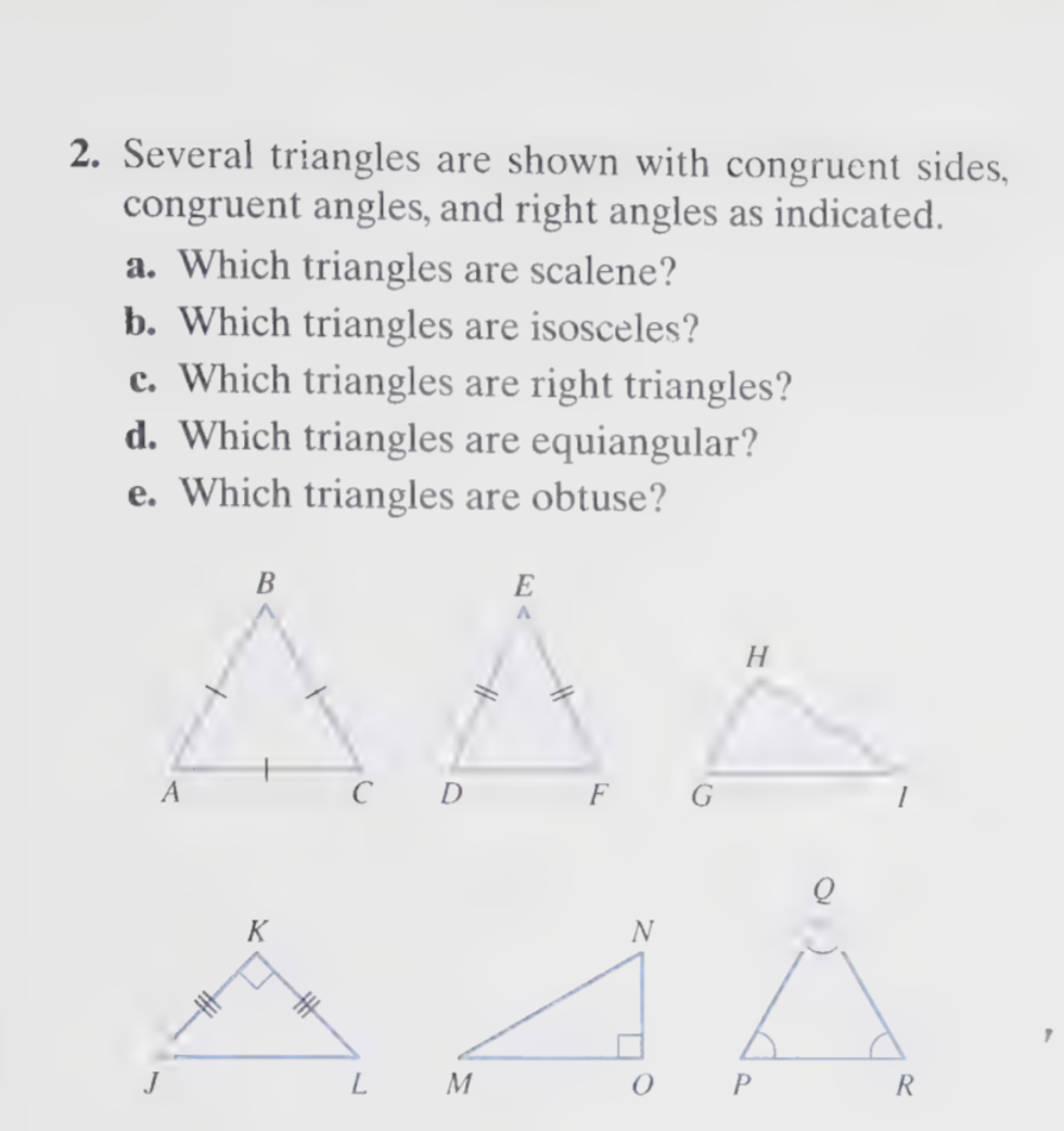 Several triangles are shown with congruent | Chegg.com