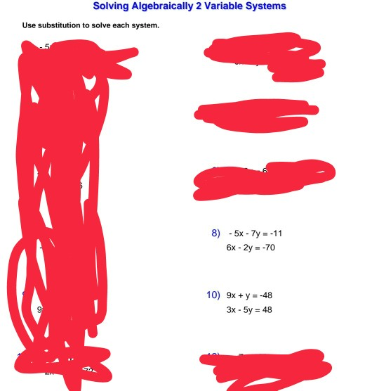 Solved Solving Algebraically 2 Variable Systems Use | Chegg.com