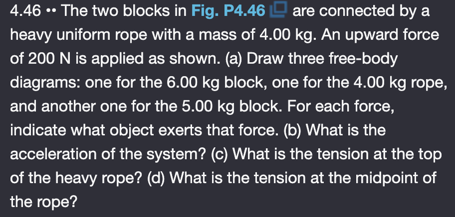 Solved The Two Blocks In Fig P4 46 Are Connected By A 4 46