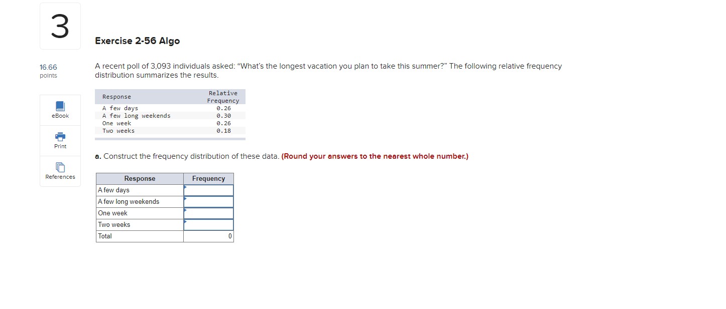 Solved 3 Exercise 2-56 Algo 16.66 A recent poll of 3,093 | Chegg.com