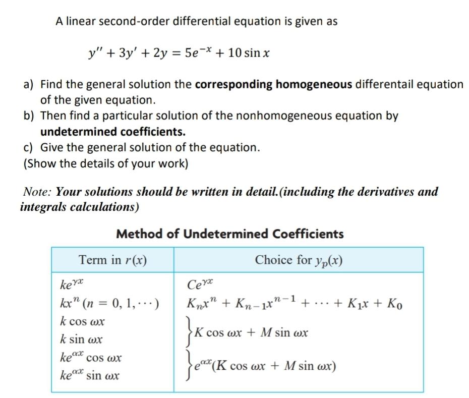 Solved A linear second-order differential equation is given | Chegg.com