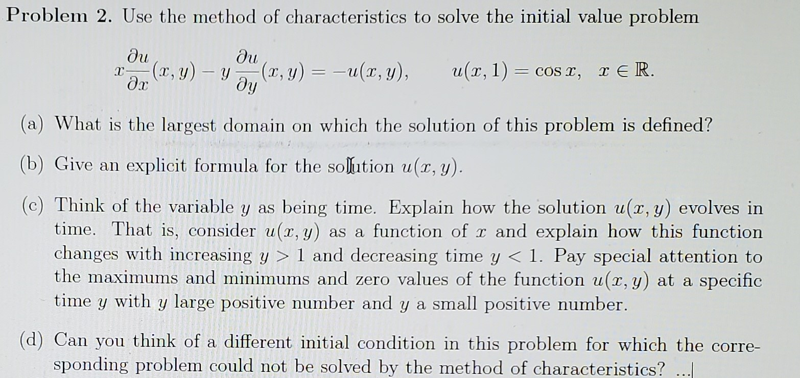 Solved Problem 2. Use the method of characteristics to solve | Chegg.com