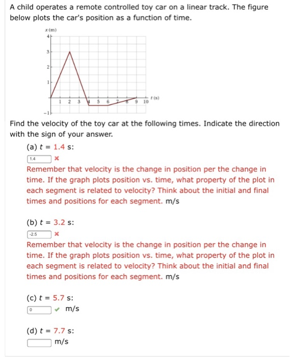 Solved A child operates a remote controlled toy car on a | Chegg.com