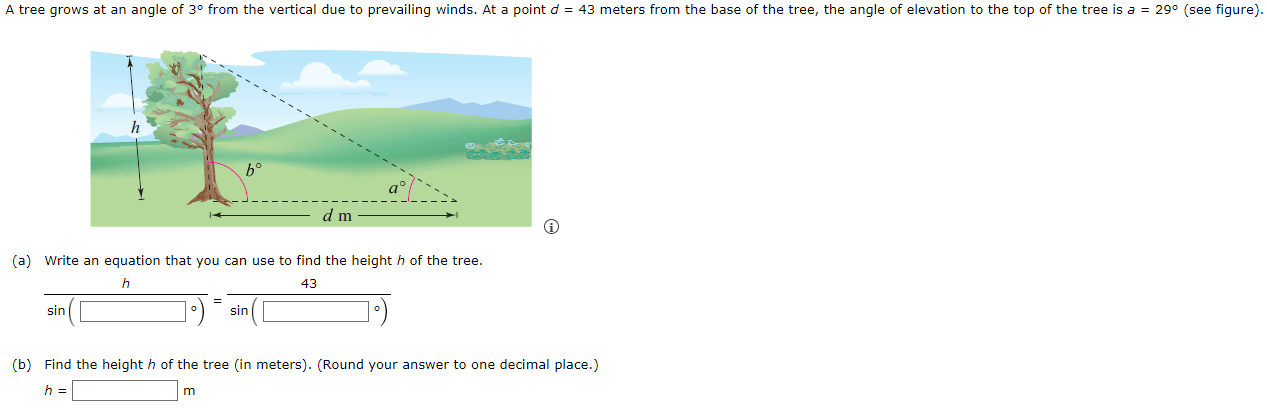 Solved A tree grows at an angle of 3∘ from the vertical due | Chegg.com