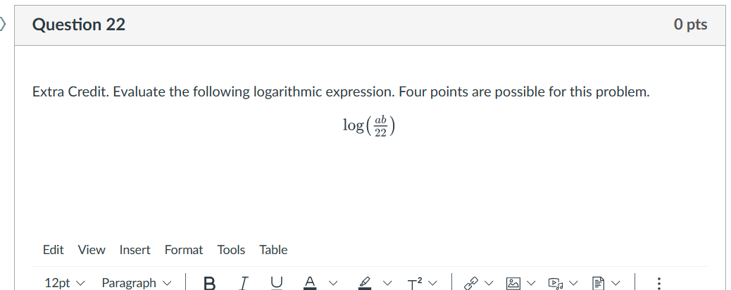 Solved Extra Credit. Evaluate the following logarithmic | Chegg.com