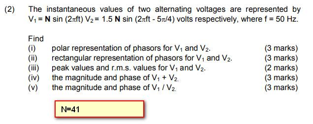 Solved (2) The instantaneous values of two alternating | Chegg.com