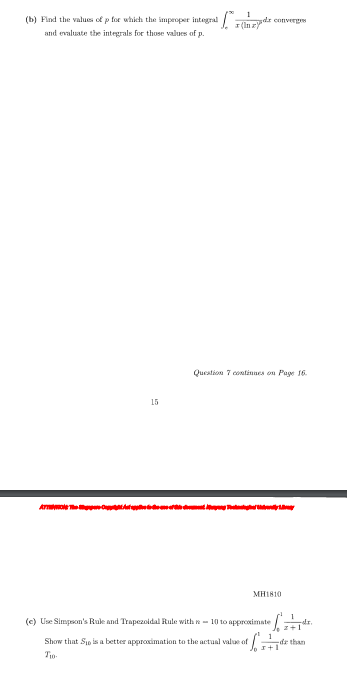 Solved (b) ﻿Find the values of p ﻿for which the impreper | Chegg.com