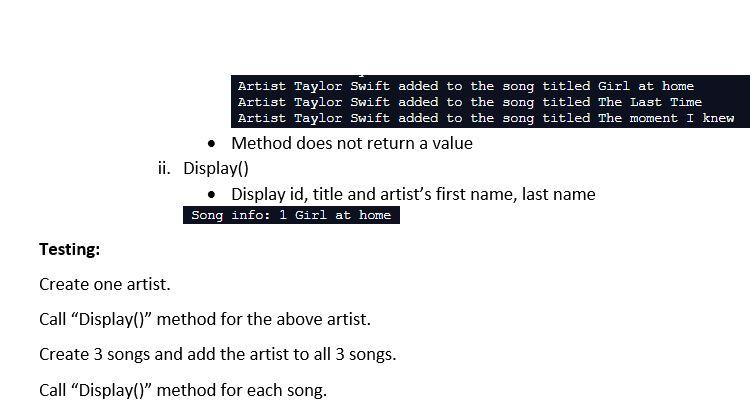 Solved 1 Create A Class Called Artist A Create The 