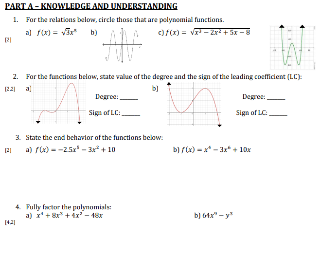 Solved PARTA - KNOWLEDGE AND UNDERSTANDING 1. For the | Chegg.com