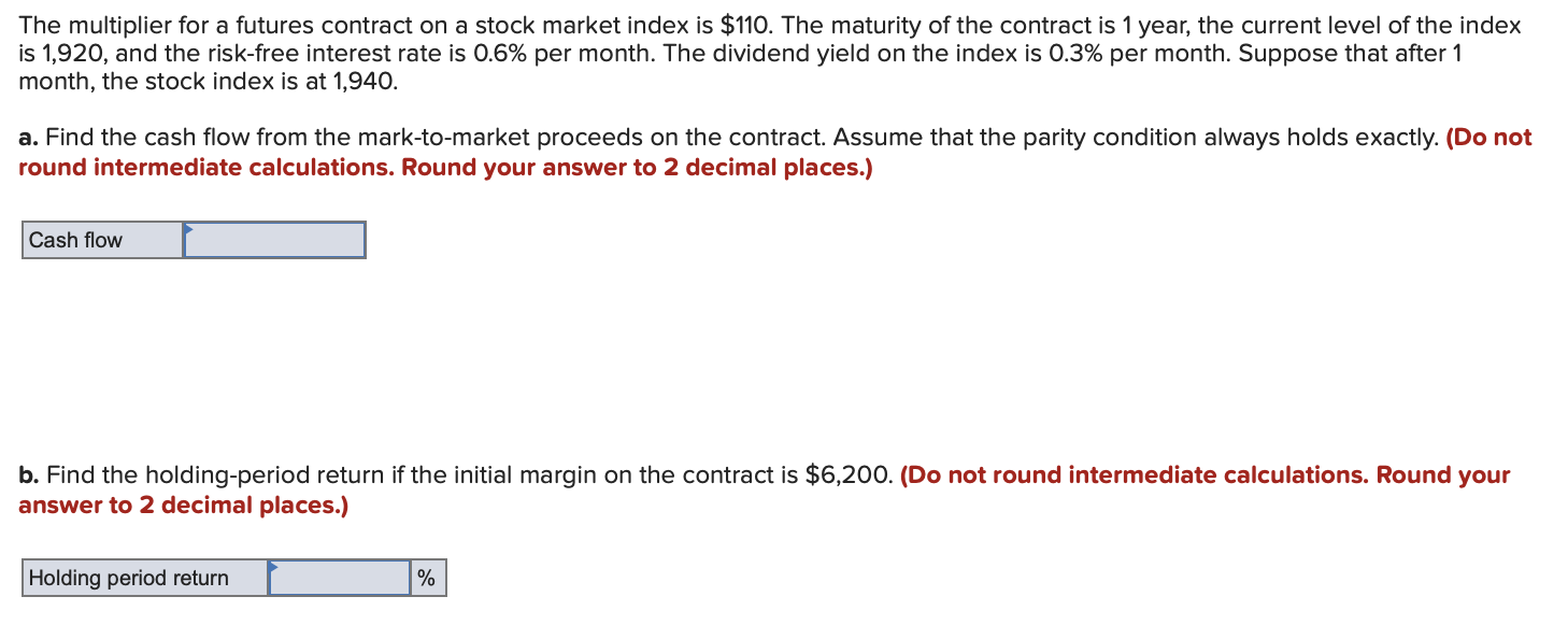 Solved The multiplier for a futures contract on a stock | Chegg.com