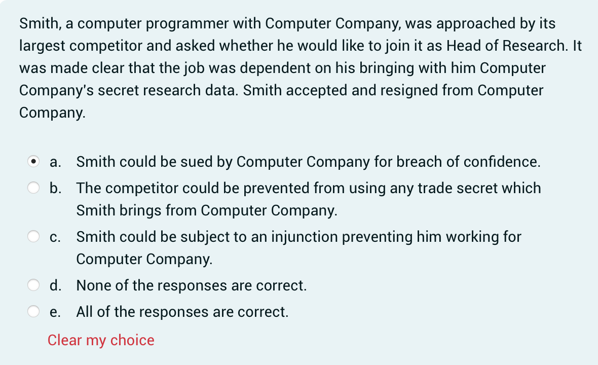 Solved Smith, a computer programmer with Computer Company, | Chegg.com