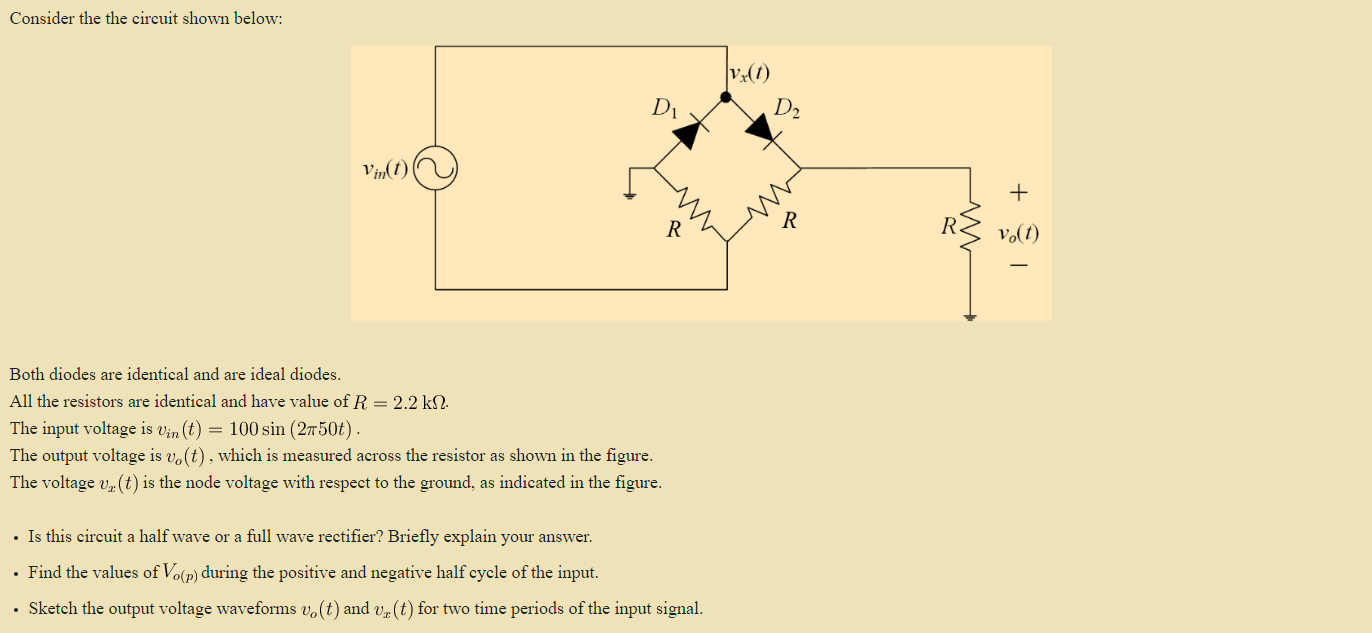 Solved Consider the the circuit shown below: Both diodes are | Chegg.com