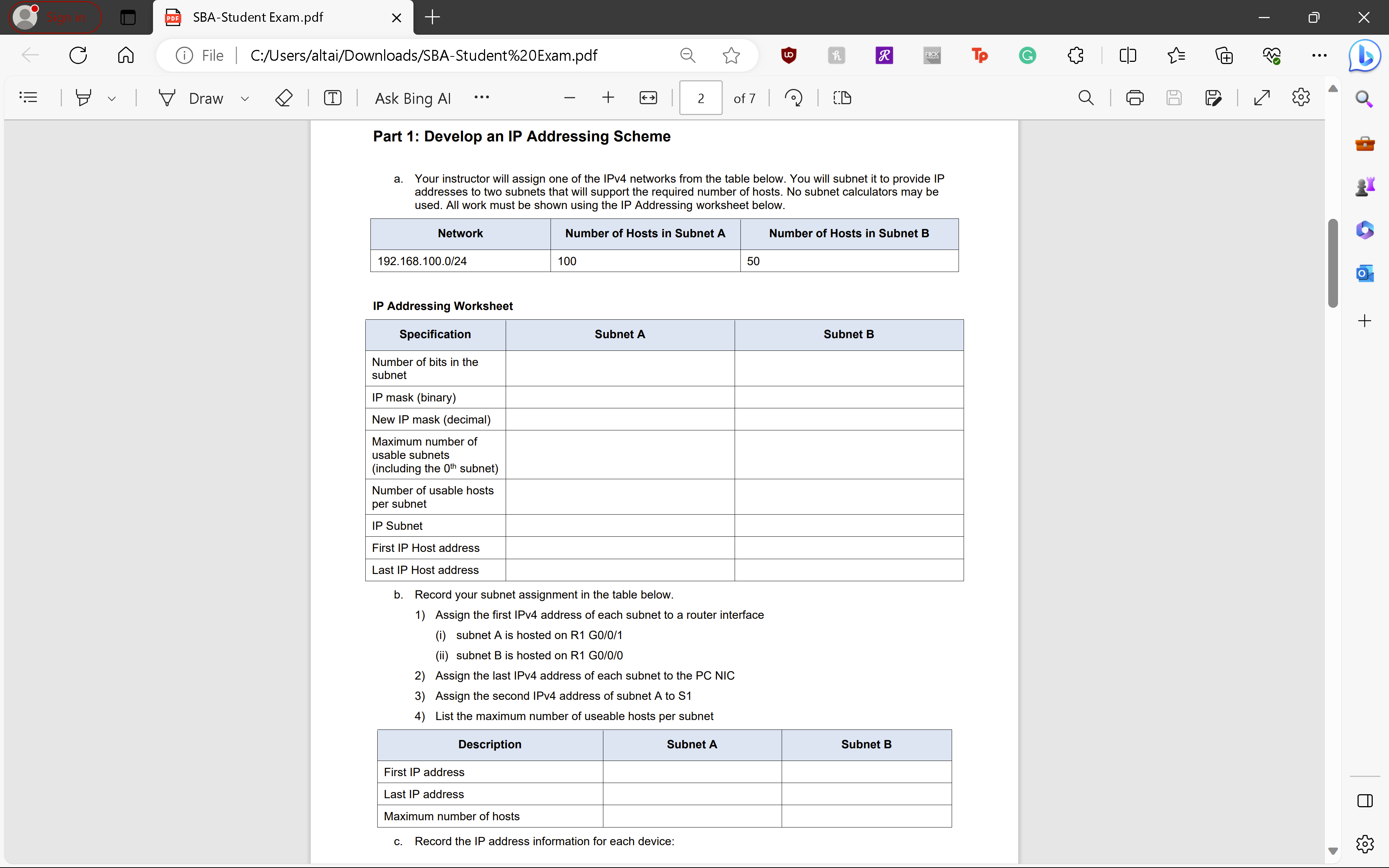 Solved A Your Instructor Will Assign One Of The Ipv4