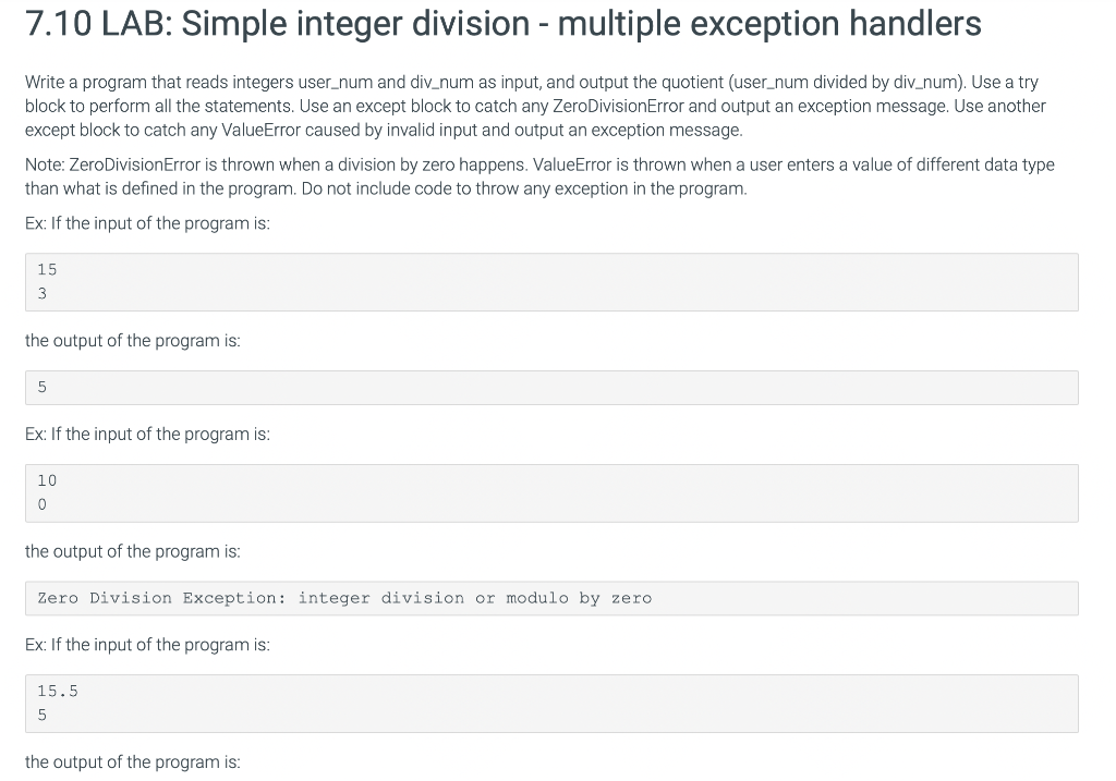 Solved 710 Lab Simple Integer Division Multiple 