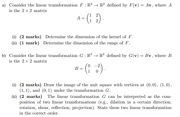 Solved : -> a) Consider the linear transformation F: R2 + R2 | Chegg.com