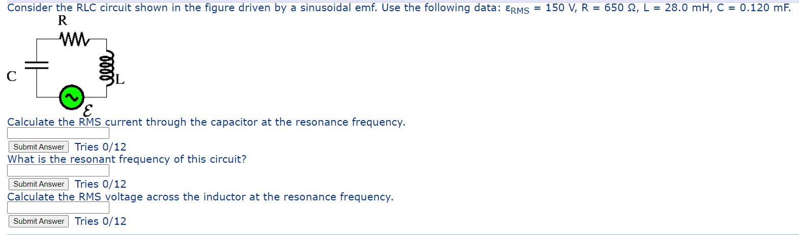 Solved Consider the RLC circuit shown in the figure driven | Chegg.com