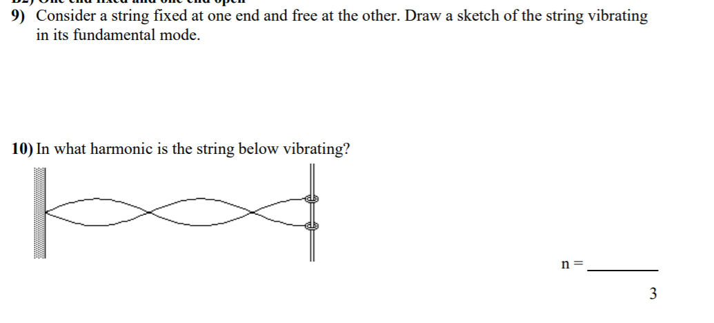 Solved 9) Consider a string fixed at one end and free at the | Chegg.com