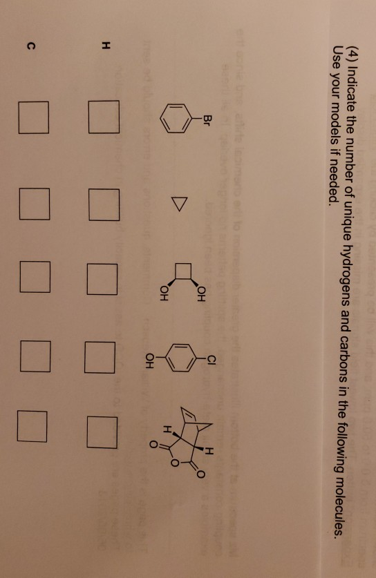 Solved (4) Indicate the number of unique hydrogens and | Chegg.com