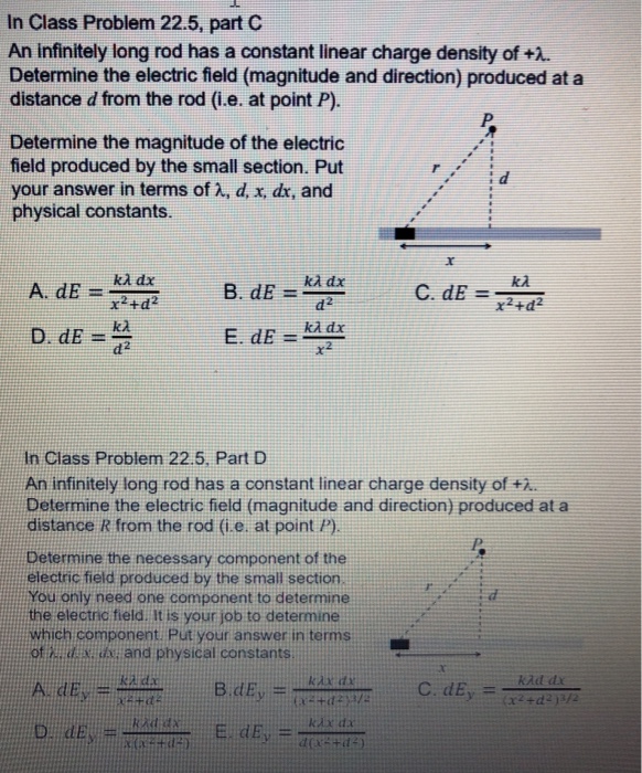 Solved In Class Problem 22.5, part C An infinitely long rod | Chegg.com