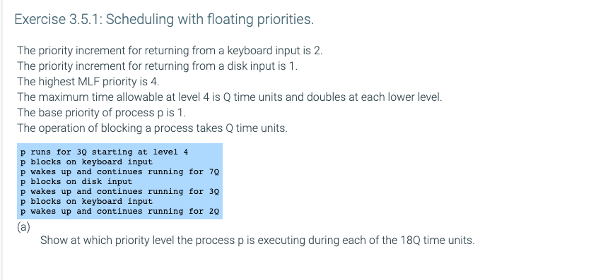 Exercise 3.5.1: Scheduling with floating priorities. | Chegg.com