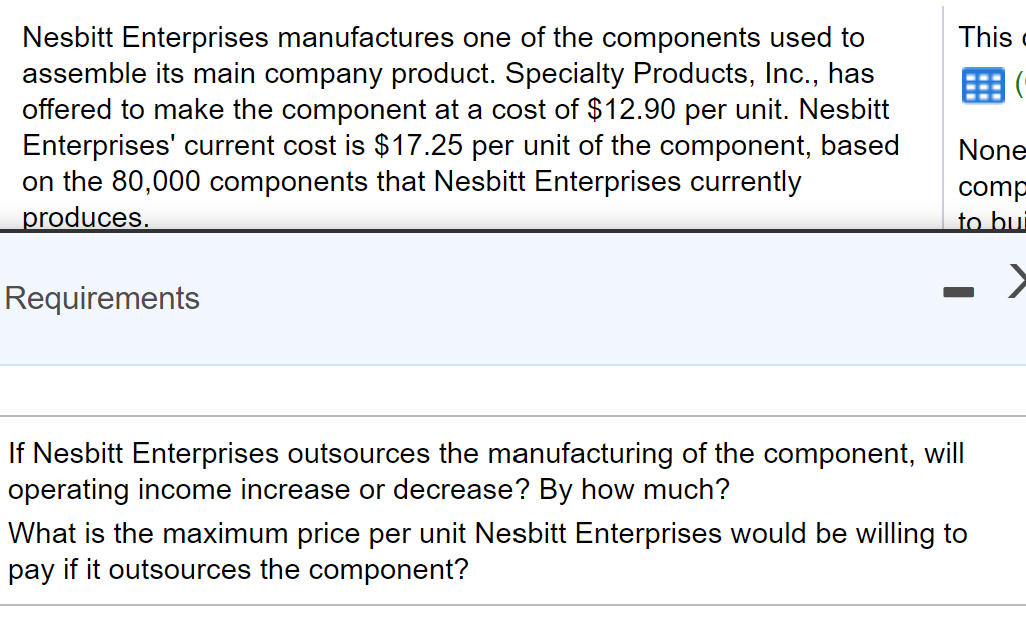 This Nesbitt Enterprises manufactures one of the | Chegg.com