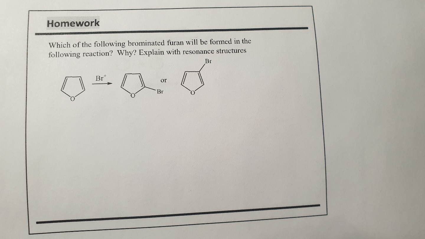 Solved Homework Which of the following brominated furan will | Chegg.com