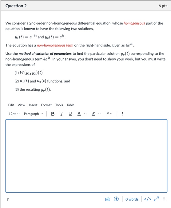 Solved We consider a 2nd-order non-homogeneous differential | Chegg.com